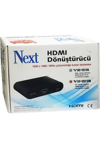 Next YE-313 Component (Ypbpr) Video To HDMI Çevirici Next YE-313 Component (Ypbpr) Video To HDMI Çevirici