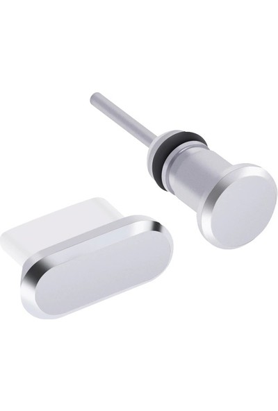 Esf Type-C Anti Toz Şarj Tıpası & Kulaklık Girişi Anti Toz Gümüş