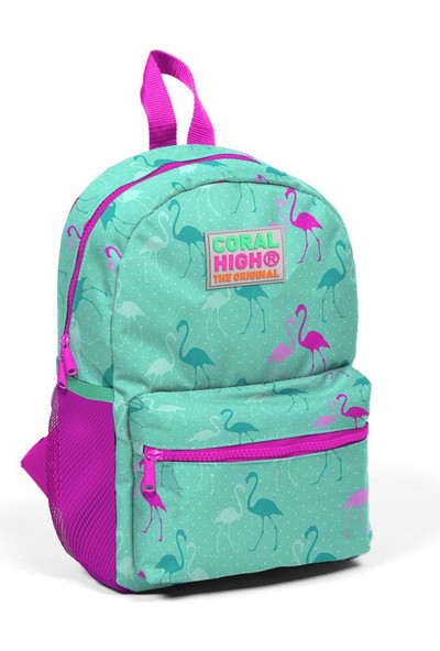 Coral High Kids Su Yeşili Flamingo Desenli Iki Bölmeli Yuva Sırt Çantası 23339