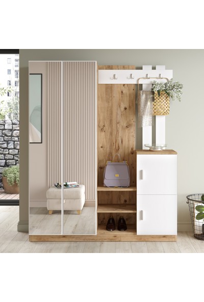 Robin Home Sofia Aynalı Vestiyer Portmanto Ayakkabılık Beyaz Robin Home Sofia Aynalı Vestiyer Portmanto Ayakkabılık Beyaz