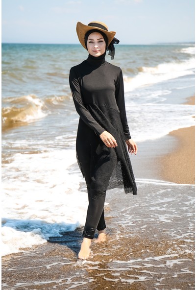 Marina Etek Ucu Tül Detaylı Tasarım Likralı Tam Kapalı Tesettür Mayo 3'lü Set Marina Mayo M2035 Siyah Marina Etek Ucu Tül Detaylı Tasarım Likralı Tam Kapalı Tesettür Mayo 3'lü Set Marina Mayo M2035 Siyah