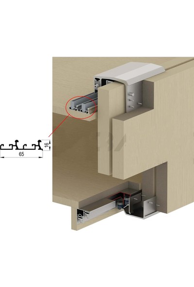 Albatur 8200 Sft Alüminyum Üst Ray Profil 6 mt Albatur 8200 Sft Alüminyum Üst Ray Profil 6 mt
