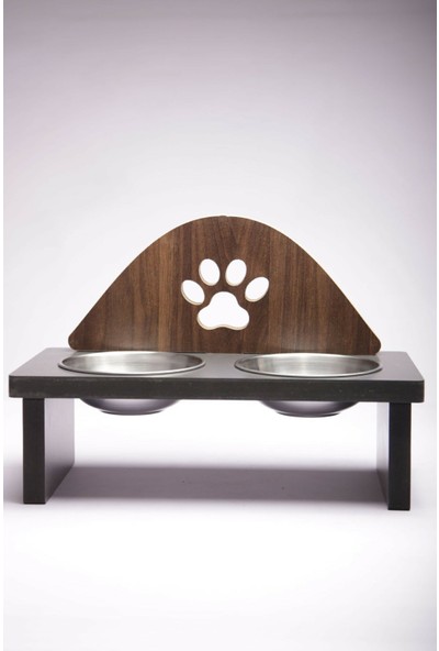 Mini Hediye Pati Desenli Ahşap Çelik Kaseli Kedi Köpek Mama Su Kabı Kahverengi Mini Hediye Pati Desenli Ahşap Çelik Kaseli Kedi Köpek Mama Su Kabı Kahverengi