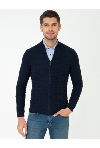 Pierre Cardin Lacivert Slim Fit Balıkçı Yaka Triko Hırka 50248510-VR033 Pierre Cardin Lacivert Slim Fit Balıkçı Yaka Triko Hırka 50248510-VR033