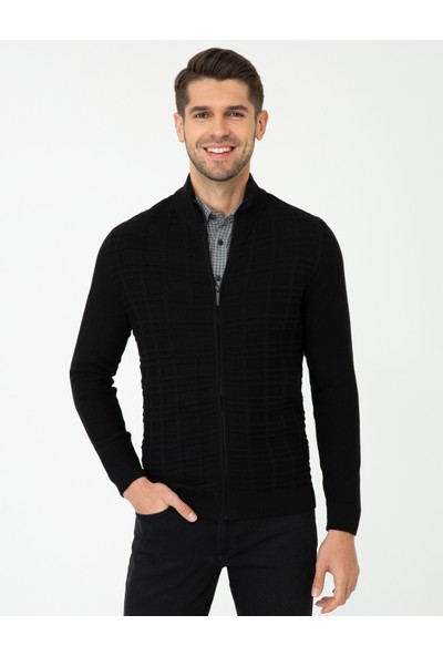 Pierre Cardin Siyah Slim Fit Balıkçı Yaka Triko Hırka 50248510-VR046 Pierre Cardin Siyah Slim Fit Balıkçı Yaka Triko Hırka 50248510-VR046