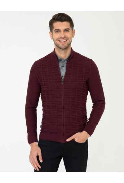 Pierre Cardin Bordo Slim Fit Balıkçı Yaka Triko Hırka 50248510-VR014 Pierre Cardin Bordo Slim Fit Balıkçı Yaka Triko Hırka 50248510-VR014