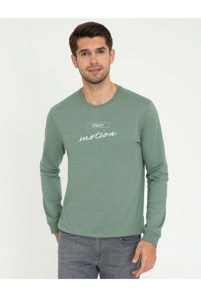 Pierre Cardin Yeşil Standart Fit Bisiklet Yaka Sweatshirt 50249355-VR054