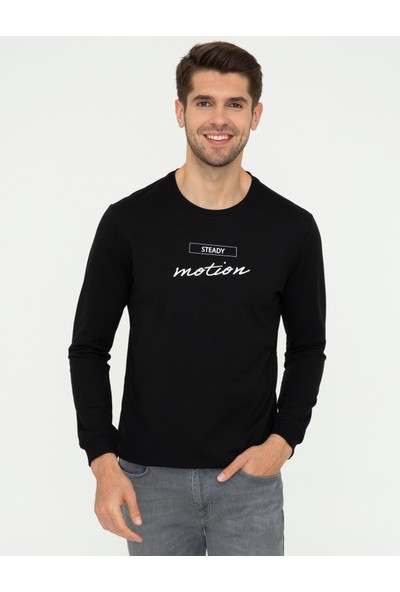 Pierre Cardin Siyah Standart Fit Bisiklet Yaka Sweatshirt 50249355-VR046