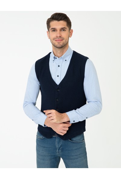 Pierre Cardin Lacivert Slim Fit Triko Yelek 50251332-VR033