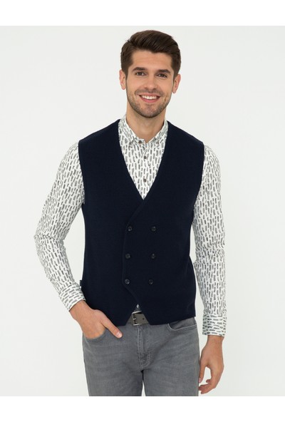 Pierre Cardin Lacivert Standart Fit Triko Yelek 50248537-VR033