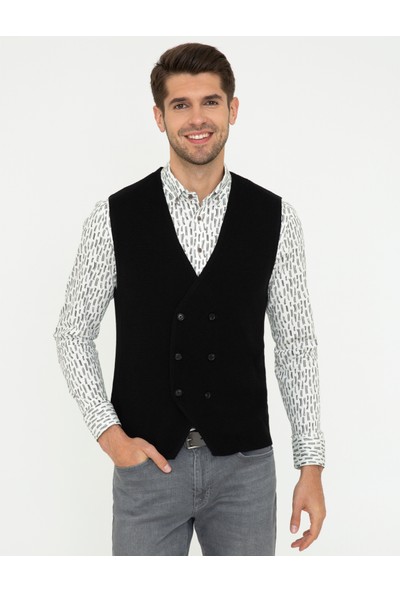 Pierre Cardin Siyah Standart Fit Triko Yelek 50248537-VR046