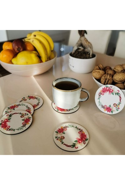 Timbcraft Çiçekler Baskılı Tasarım Mdf Ahşap 6 Lı Adet Bardak Altlığı Timbcraft Çiçekler Baskılı Tasarım Mdf Ahşap 6 Lı Adet Bardak Altlığı