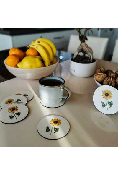 Timbcraft Ayçiçeği Vintage Baskılı Tasarım Mdf Ahşap 6 Lı Adet Bardak Altlığı Timbcraft Ayçiçeği Vintage Baskılı Tasarım Mdf Ahşap 6 Lı Adet Bardak Altlığı