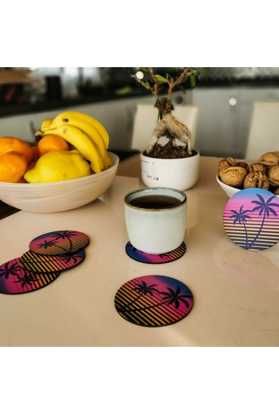 Timbcraft Palmiye Vintage Baskılı Tasarım Mdf Ahşap 6 Lı Adet Bardak Altlığı Timbcraft Palmiye Vintage Baskılı Tasarım Mdf Ahşap 6 Lı Adet Bardak Altlığı