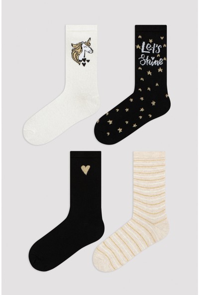 Penti Çok Renkli Kız Çocuk Shine Uni 4lü Soket Çorap