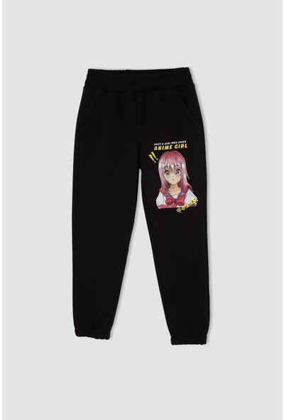 DeFacto Kız Çocuk Regular Fit Anime Baskılı Jogger Eşofman Alt X0987A621WN