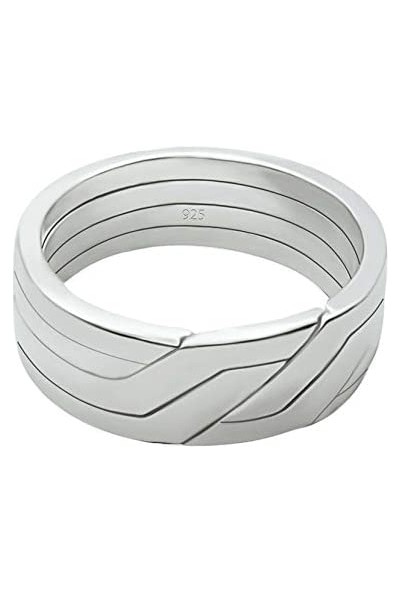 Oflıum 925 Ayar Gümüş Unity Bulmaca Yüzük 4 Parçalı Yüzüğü Yap Boz Yüzük