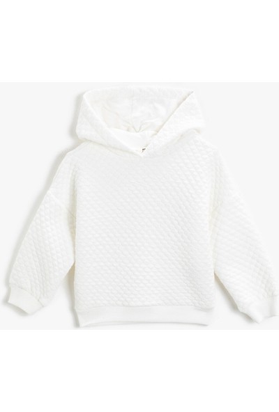 Koton Kız Çocuk Kapitone Kapüşonlu Sweatshirt Oversize Uzun Kollu