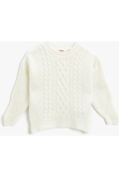 Koton Kız Çocuk Örgü Desenli Triko Kazak Uzun Kollu Bisiklet Yaka Koton Kız Çocuk Örgü Desenli Triko Kazak Uzun Kollu Bisiklet Yaka