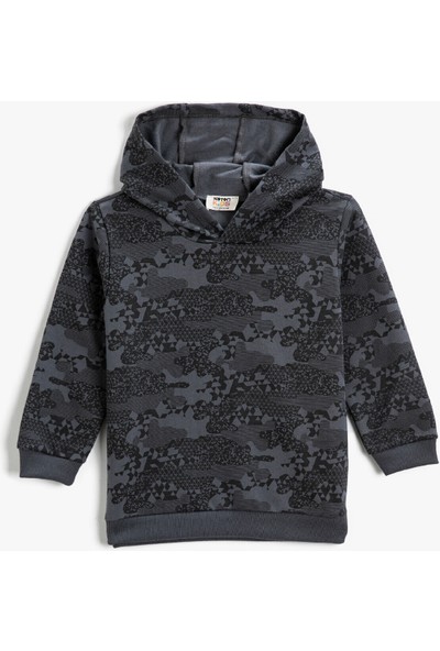 Koton Baskılı Kapşonlu Sweatshirt Uzun Kollu
