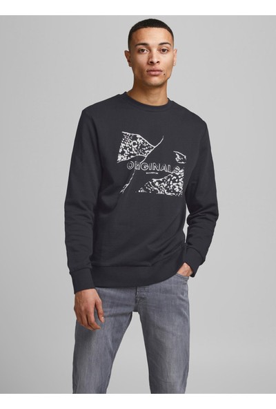 Jack & Jones Jack&jones Erkek Siyah Bisiklet Yaka Sweatshirt