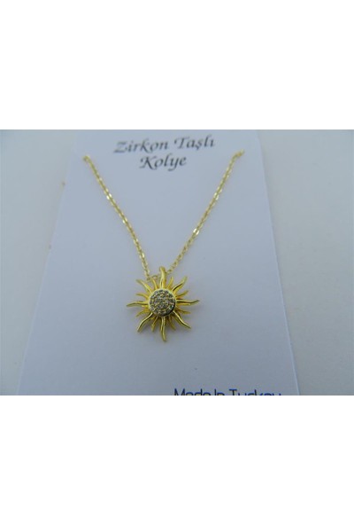 Ofa Güneş-Şems Figürlü Zirkon Taşlı Kolye Altın Renk