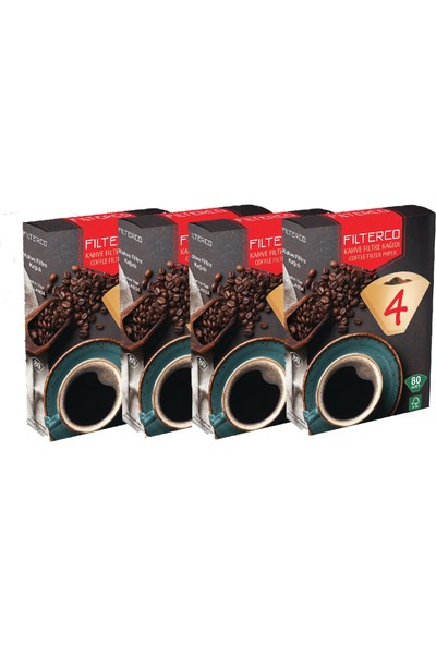 Filterco Kahve Filtre Kağıdı 1x4 80'li 4 Paket 320'LI