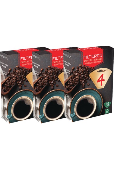 Filterco Kahve Filtre Kağıdı 1x4 80'li 3 Paket 240'LI