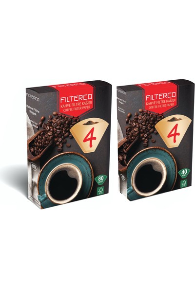Filterco Kahve Filtre Kağıdı 1x4 40'lı + 80'li