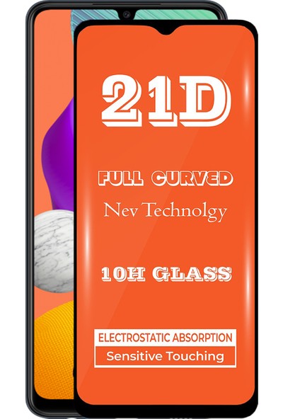 Kzy Samsung Galaxy M22 Tam Kaplayan 21D Temperli Ekran Koruyucu Cam