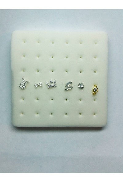 Begonia Accessories 925 Ayar Gümüş, 6 Adet Zirkon Taşlı Hızma Set