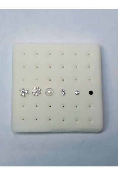 Si&si Takı 925 Ayar Gümüş, 6 Adet Zirkon Taşlı Hızma Set