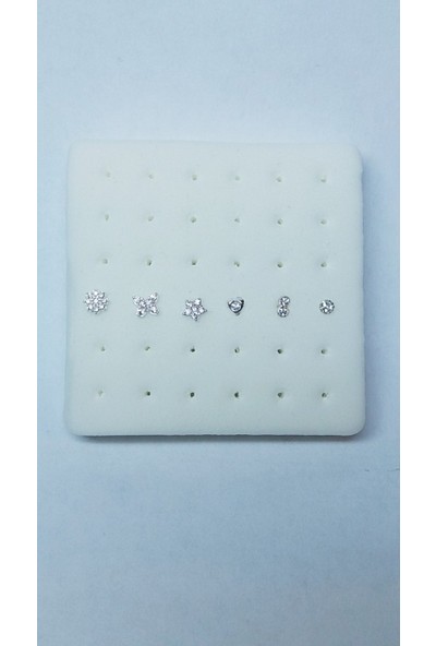 Begonia Accessories 925 Ayar Gümüş, 6 Adet Zirkon Taşlı Hızma Set