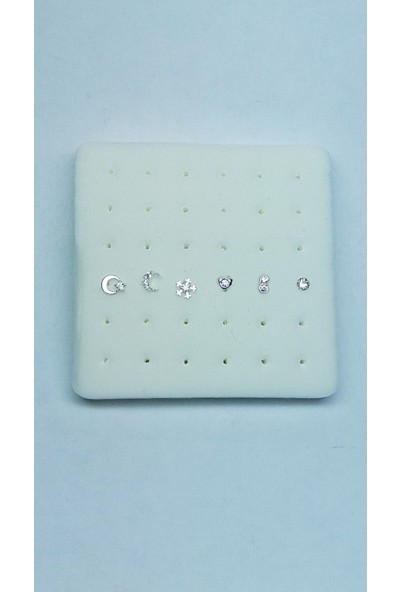 Begonia Accessories925 Ayar Gümüş, 6 Adet Zirkon Taşlı Hızma Set