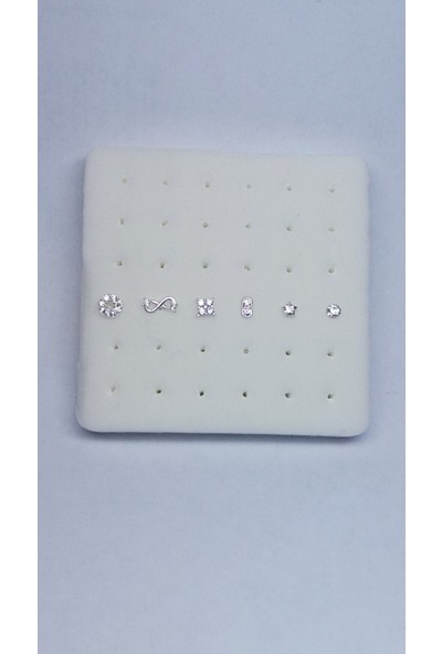 Begonia Accessories 925 Ayar Gümüş, 6 Adet Zirkon Taşlı Hızma Set