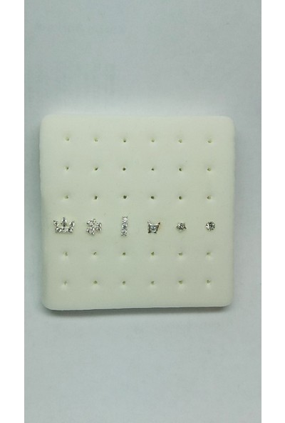 Begonia Accessories 925 Ayar Gümüş, 6 Adet Zirkon Taşlı Hızma Set