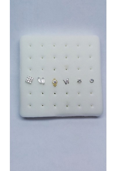 Si&si Takı 925 Ayar Gümüş, 6 Adet Zirkon Taşlı Hızma Set