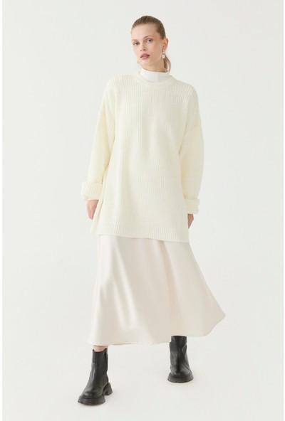 Suud Collection Ekru Saten Etek