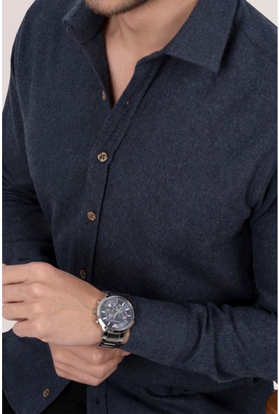 Lacivert Düz Oduncu Slimfit Gömlek Lacivert Düz Oduncu Slimfit Gömlek
