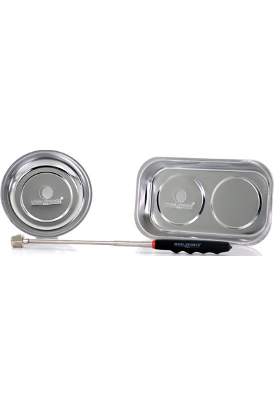 Worldforce 230X130MM Paslanmaz Manyetik Tepsi ve 140MM Paslanmaz Manyetik Tepsi ve 800MM Uzatmalı Mıknatıs Alet Tutucu Tornavida Seti Worldforce 230X130MM Paslanmaz Manyetik Tepsi ve 140MM Paslanmaz Manyetik Tepsi ve 800MM Uzatmalı Mıknatıs Alet Tutucu Tornavida Seti