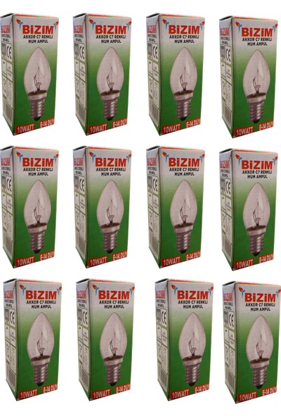Bizim 12 Adet E14 Duy Tuz Lambası Ampülü 10 Watt Bizim 12 Adet E14 Duy Tuz Lambası Ampülü 10 Watt