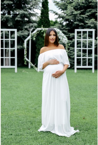 Macfly Uzun Şifon Çekim Elbisesi