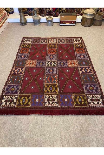 Rustik Ev El Dokuma, Antika, Kök Boya Obruk Cicim Kilimi 175 x 135 cm