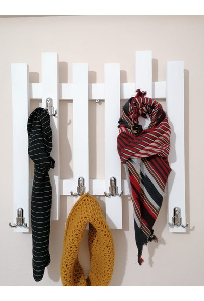 Akmelek Dekor Ahşap Portmanto Duvar Askısı 12'li Beyaz Akmelek Dekor Ahşap Portmanto Duvar Askısı 12'li Beyaz