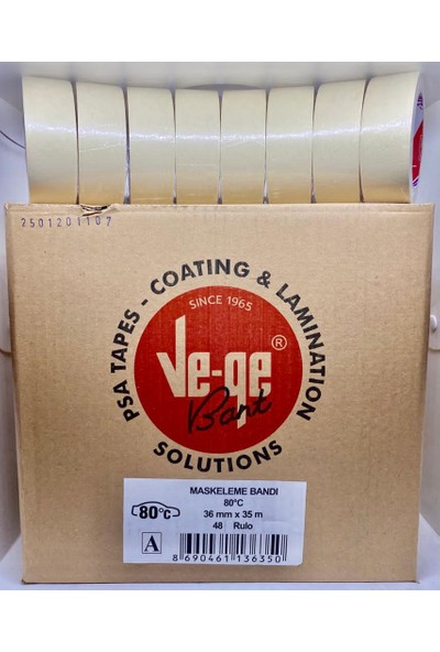 Ve-Ge Ultra Oto Maskeleme Bandı 36MMX35 Metre. 1 Koli 48 Adet. 80 Derece. Ve-Ge Ultra Oto Maskeleme Bandı 36MMX35 Metre. 1 Koli 48 Adet. 80 Derece.