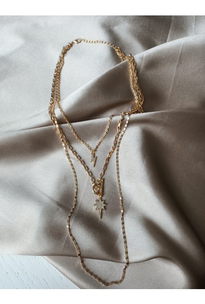 Sun Studio Zirkon Taşlı Kararma Yapmaz Üçlü Set Kolye