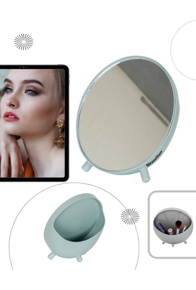 Mirvano Organizerli Makyaj Aynası,18 Cm, Pratik Cepli Makyaj Aynası