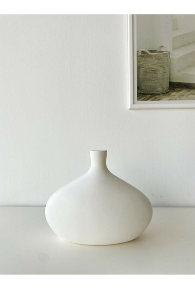 Isem Flaby Seramik Vazo (Beyaz)