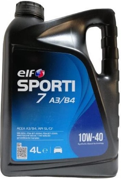 Elf Sporti 7 A3-B4 10W-40 Motor Yağı 4 Litre (Üretim Yılı: 2022) Elf Sporti 7 A3-B4 10W-40 Motor Yağı 4 Litre (Üretim Yılı: 2022)