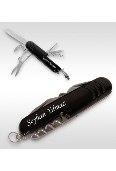 BK Kişiye Özel Isimli Siyah Metal Çakı-1